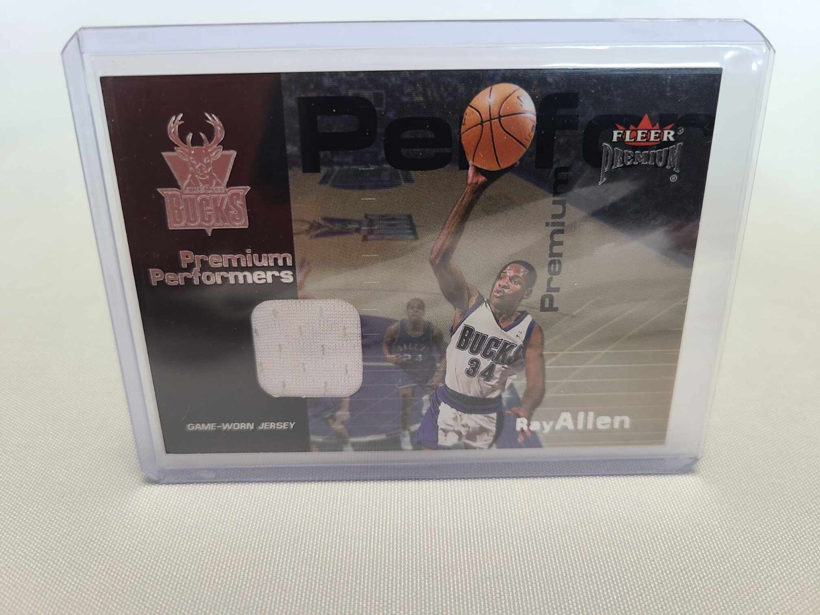 2001-02 Fleer Premium Performers RAY ALLEN Bucks Game-Worn Jersey Relic ...