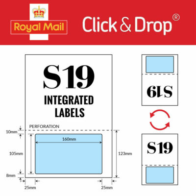 Royal Mail Click and Drop Labels - A4 Integrated Labels Style S19 160mm ...