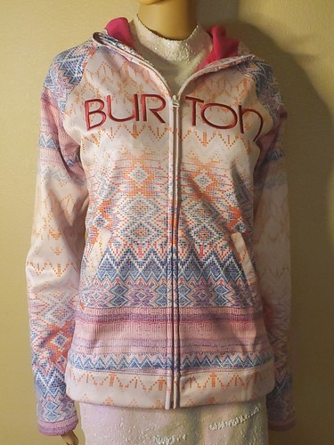 Women's Burton Pink Aztec Snowboard Hoodie WB Peak Jacket Dry Ride Size ...