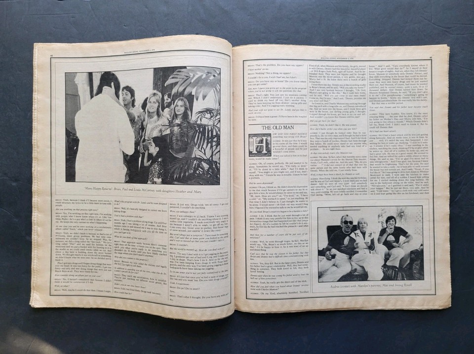 Rolling Stone Magazine Issue 225 November 4 1976 Brian Wilson NO LABEL ...