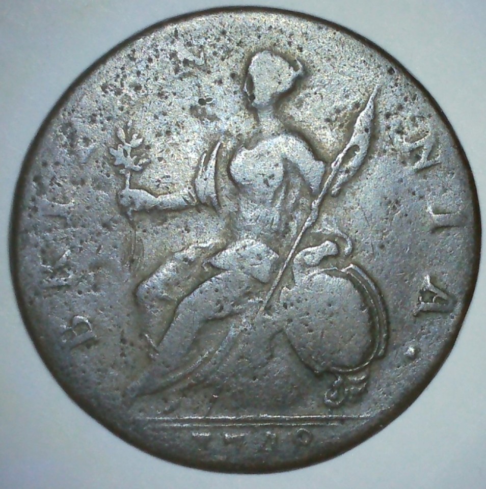 BRITAIN 1748 Half Penny King George II American Colonial Era England ...