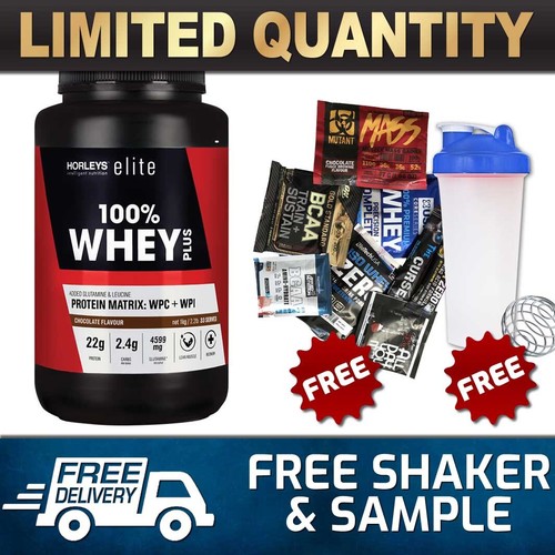 HORLEYS ELITE 100% WHEY PLUS // PROTEIN POWDER MUSCLE RECOVERY WPI WPC ...