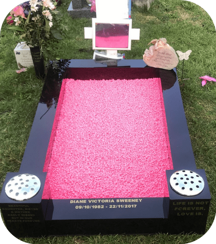 Adult, Grave edging set 4 Foot Edging With Silver stones, 2 flower pots ...