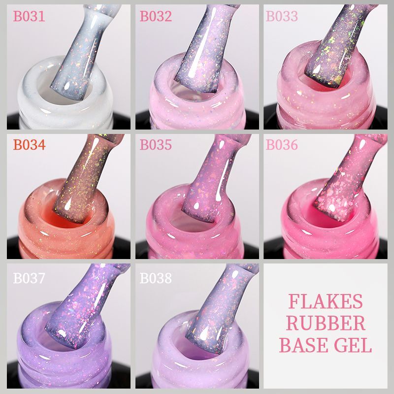 Glitter Rubber Base Gel Aurora Pink Gold Flakes Varnish Soak Off Semi Permanent | eBay