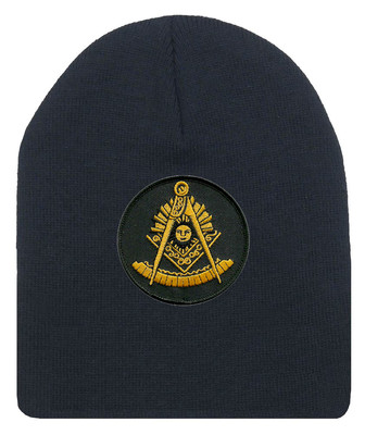 Freemason's Cap Winter - Black Beanie Hat with Golden Past Master ...