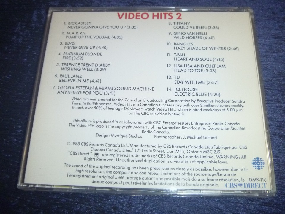 VIDEO HITS Album 2 1988 CD M.A.R.R.S Bangles TU Rick Astley | eBay
