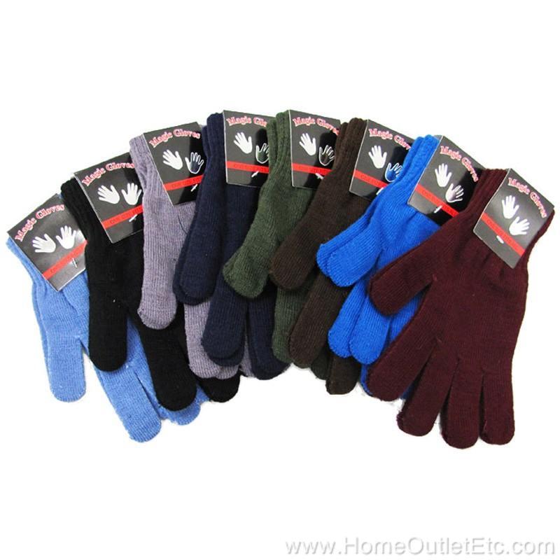 Magic Gloves Knit Stretch Winter Warm Unisex Mens Womens Plain Adult ...