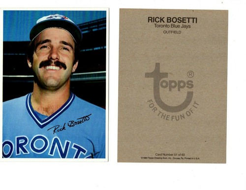 1980 RICK BOSETTI TOPPS BASEBALL LARGE CARD 5 x 7 TORONTO BLUE JAYS 51 ...