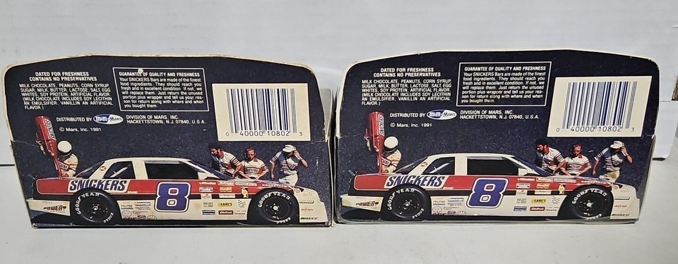 2X NEW 1991 SNICKERS #8 RICK WILSON NASCAR RACE CAR WITH SNICKERS BARS ...
