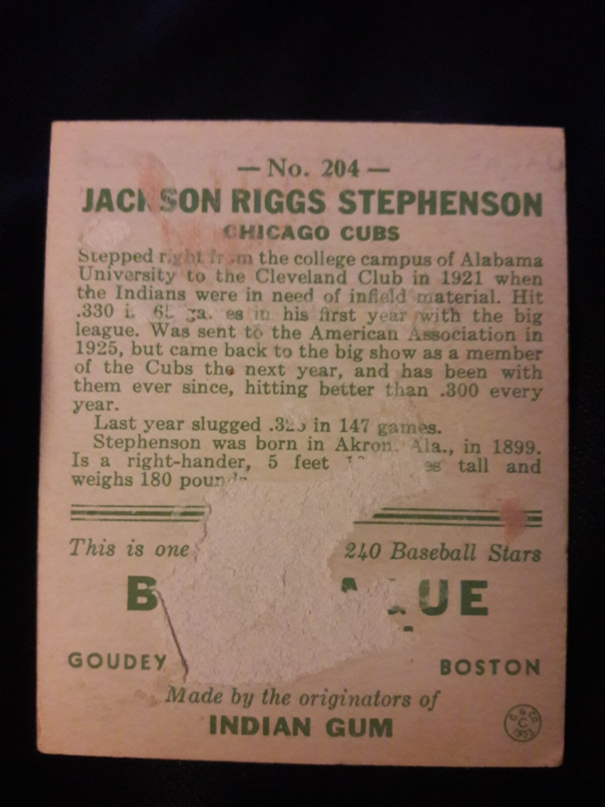 1933 Goudey Jackson Riggs Stephenson Excellent Condition!! Don't Miss ...