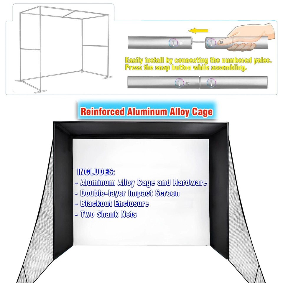 Portable Golf Indoor Simulator Practice Bay Swing Training Golf Hitting ...