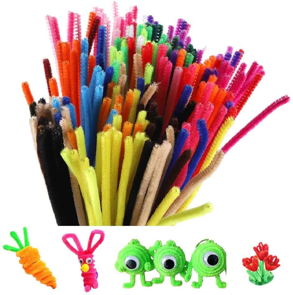 100x Pipe Cleaners Chenille Stems Pipe Cleaner Stick Plain Colours ...