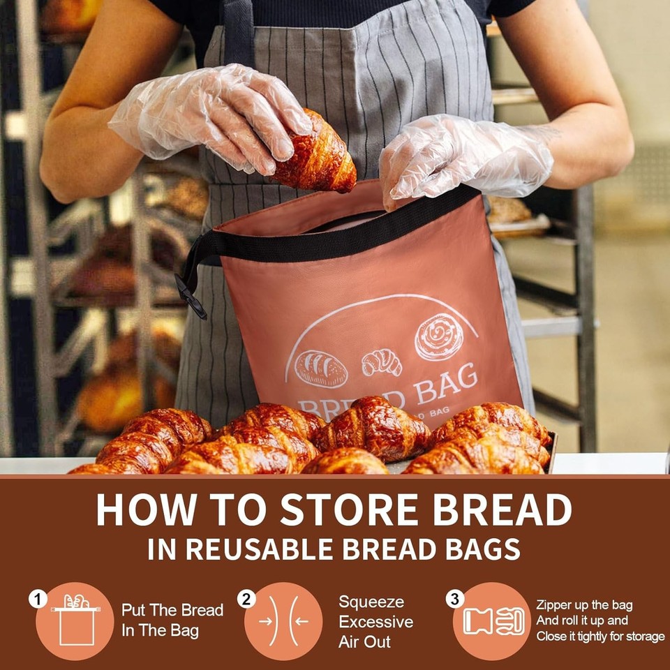 Bread Bags for Homemade with Beeswax Wrap - Zipper Reusable Bread Bag ...