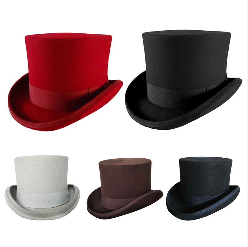 Vintage Wool Victorian Mad Hatter Top Magic Hat Gentlemen Performing ...