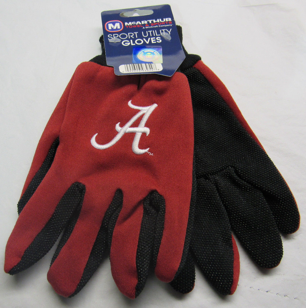 NCAA NWT 2-TONE NO SLIP UTILITY WORK GLOVES McARTHUR - ALABAMA CRIMSON ...