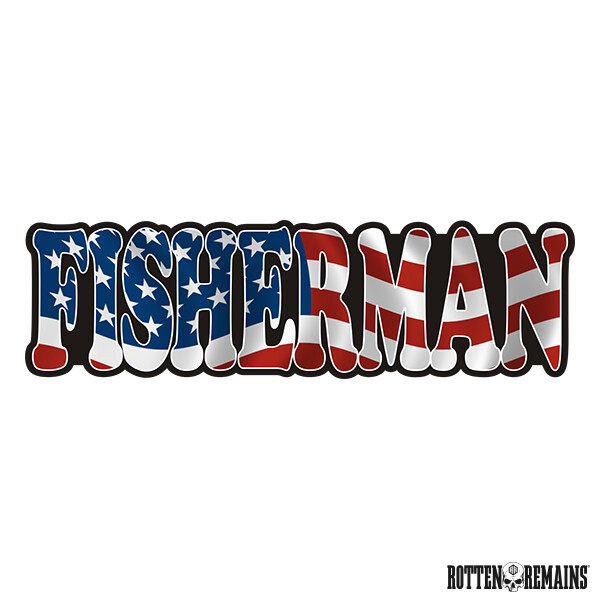 Fisherman Sticker Decal Vinyl American USA Bass Walleye Fishing Flag ...