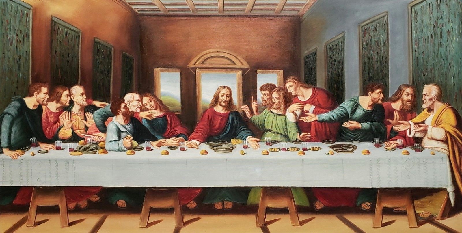 Last supper, Michelangelo, 24x48, Oil Painting Reproduction on Giclee ...