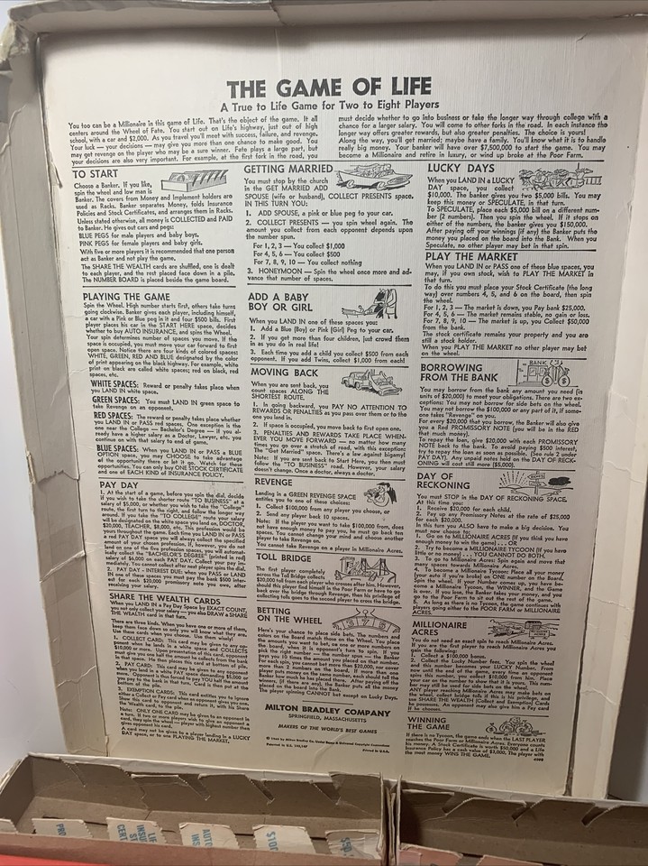 Vintage The Game of Life Board Game 1960 ORIGINAL FIRST EDITION Nearly ...