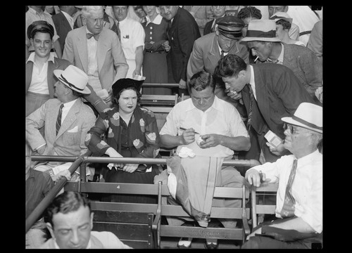 Rare 1937 Babe Ruth Signing Autograph PHOTO Yankees, Red Sox World ...