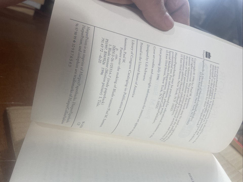 Future Noir : The Making of Blade Runner by Paul M. Sammon (1996, Trade ...