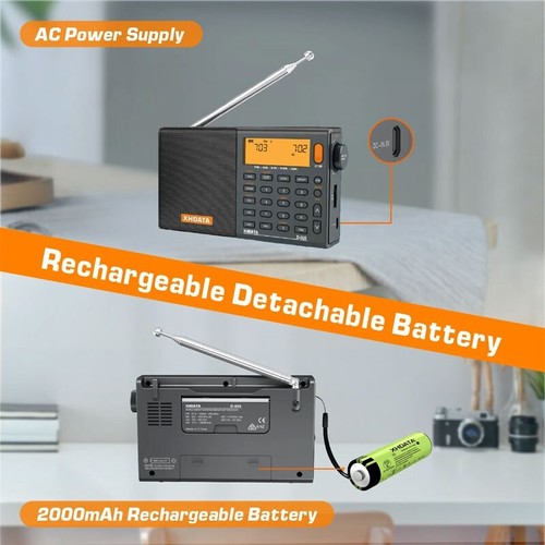 XHDATA D-808 AM/FM/SW-SSB/MW AIR RDS Full Band Radio Receiver+Type-C ...