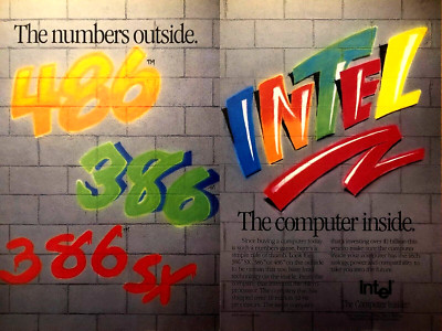 INTEL MICRO-PROCESSORS—386 SX 486—VINTAGE 2 PAGE MAGAZINE AD—1990 ...