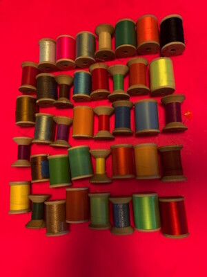 GUDEBROD FISHING ROD WRAPPING THREAD GIGANTIC LOT OF 39 50 YARD & 1 OZ ...