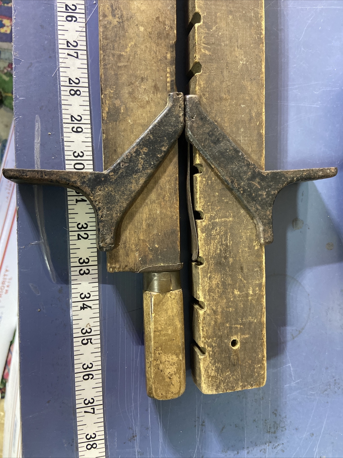Rare VINTAGE ANTIQUE TRADE MARK PONY WOODEN WOOD BAR CLAMP TOOL SET OF ...