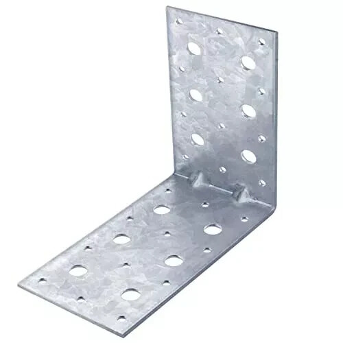 4 PCS Galvanized Steel L Right Angle Bracket, 6 x 6 x 3-1/8 inch Double ...