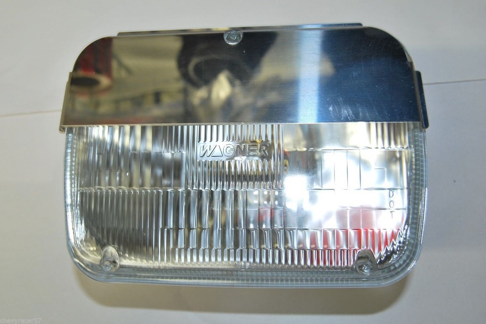 7X6" Headlight Headlamp Bulbs Chrome Stainless Half Moons Trim Covers ...