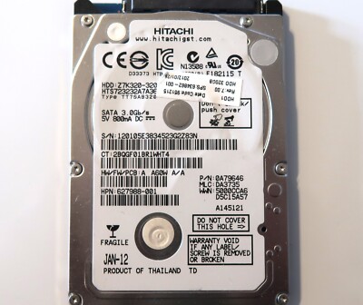 Hitachi HTS723232A7A364 0A79646 DA3735 (120) Thailand 320gb 2.5" Sata ...