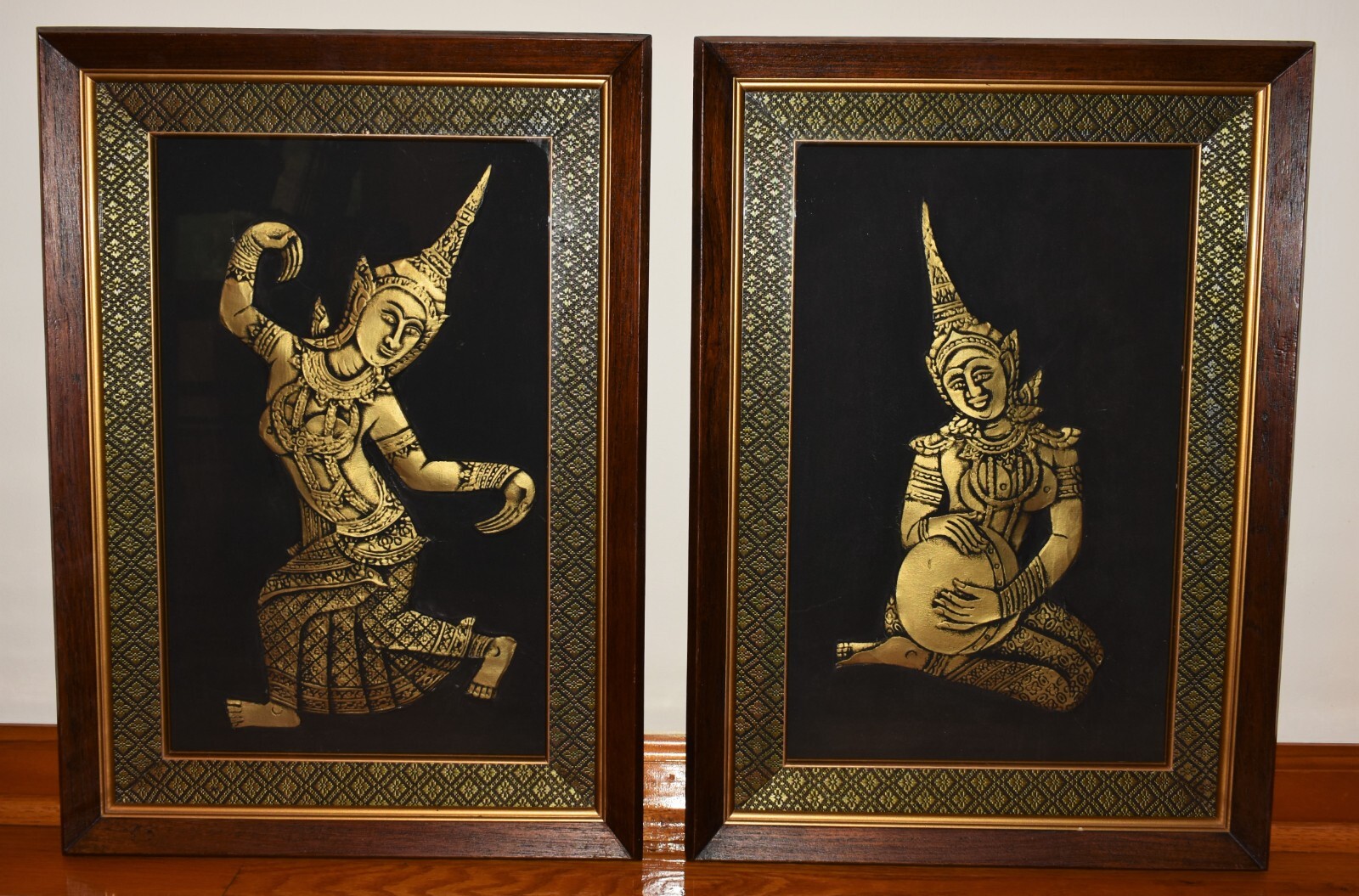 Antique Painting Demensional Art Woven Silk Tapestry Mat, Wood Framed ...