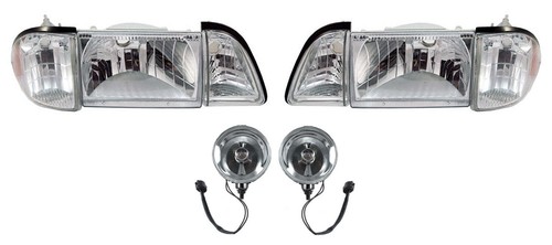 1987-1993 Ford Mustang GT Euro Clear Headlights w/ Amber Sides & Fog ...