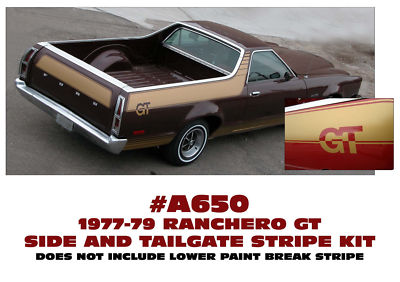 GE-A650 1977-79 FORD RANCHERO - GT UPPER SIDE STRIPE & TAILGATE DECAL ...