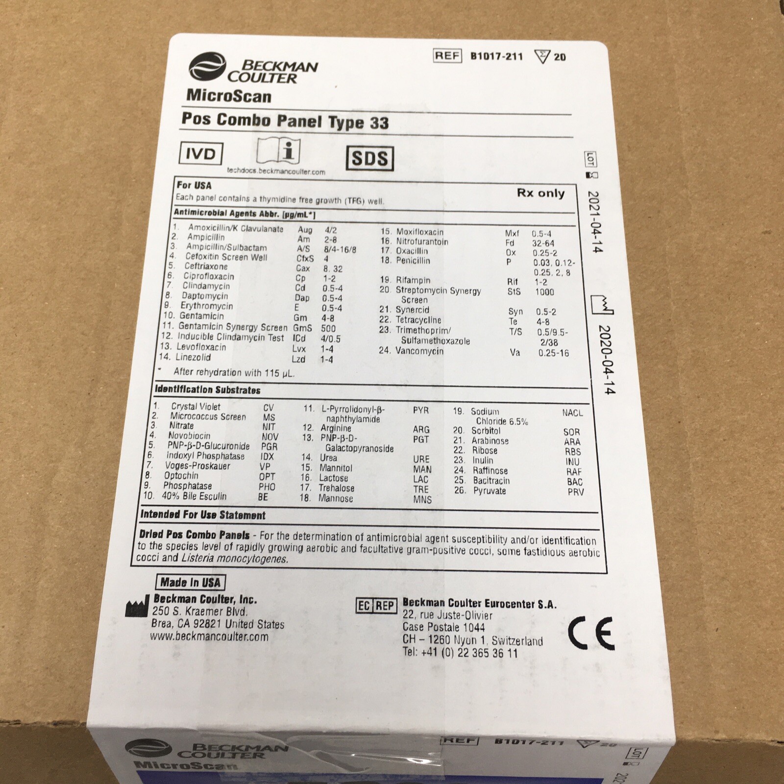 Lot 10 NEW Beckman Coulter PC33 Microscan B1017-211 Pos Combo Panel ...