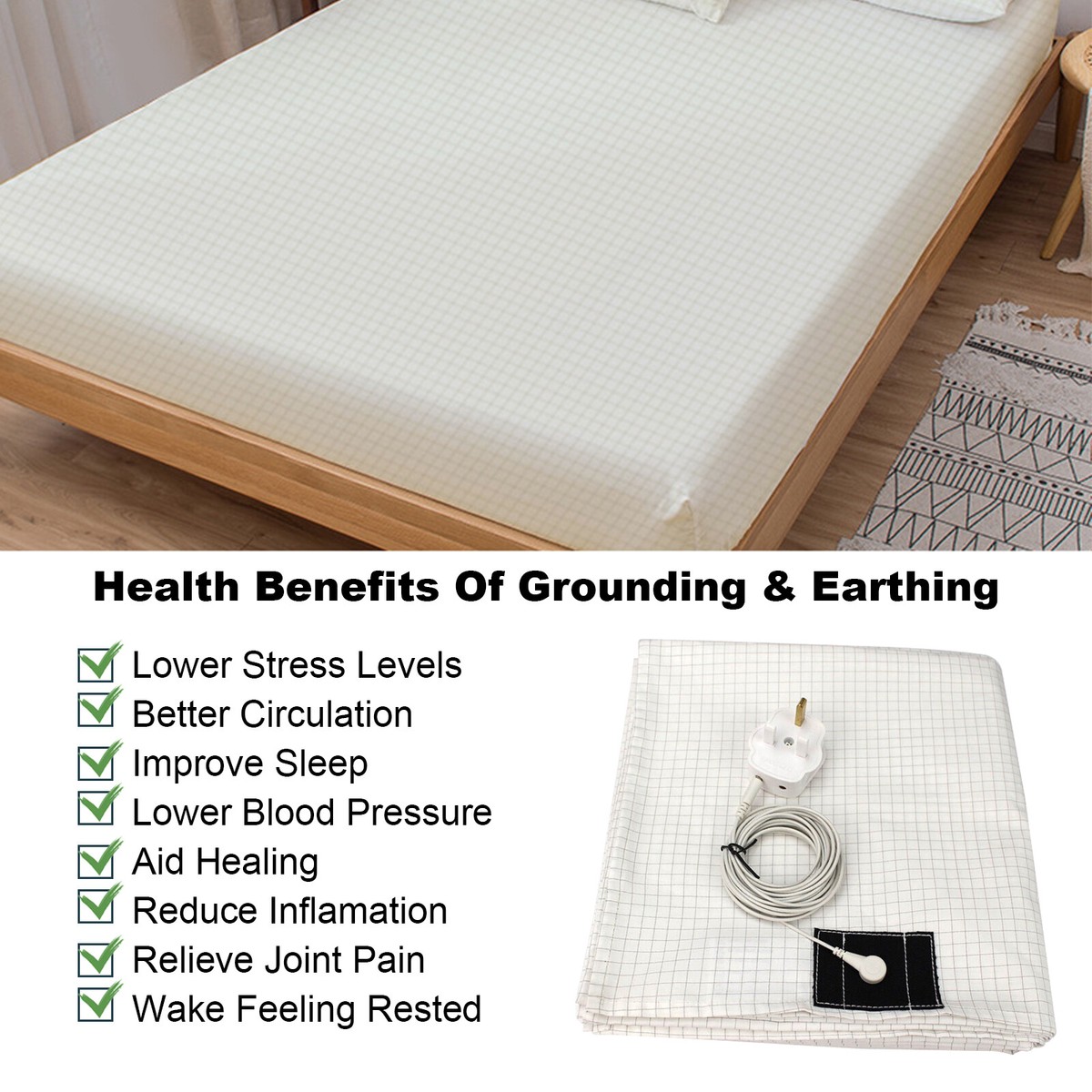 Grounding Sheet Sleeping 153*203cm Grounding Bed Sheet Mat Earthing