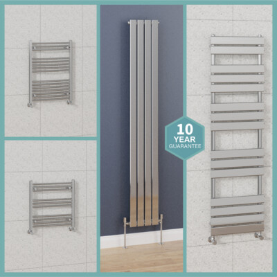 Chrome Vertical Horizontal Radiator Flat Panel Central Heating Towel ...