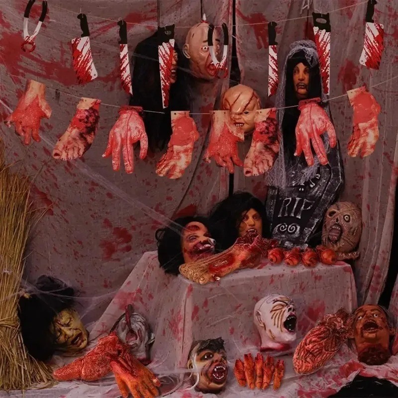 Halloween Fake Human Body Parts Haunted House Props Bloody Horror Party ...