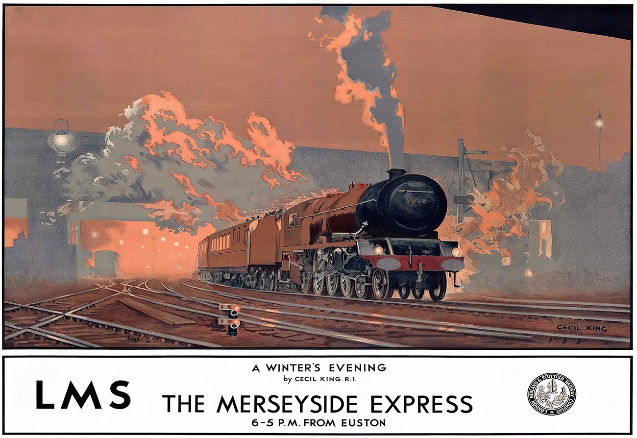 Art Ad The Merseyside Express LMS Train Rail Travel Poster Print | eBay