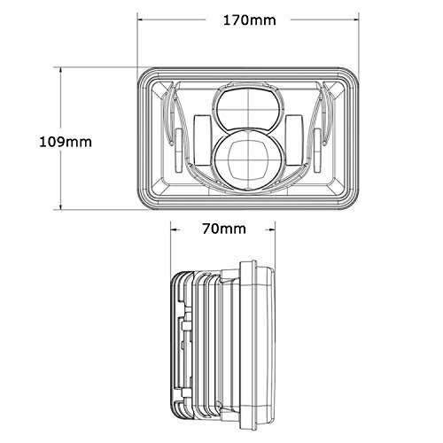 2X 4x6" LED Sealed Beam Black Housing Headlights H4651 H4652 H4656 ...