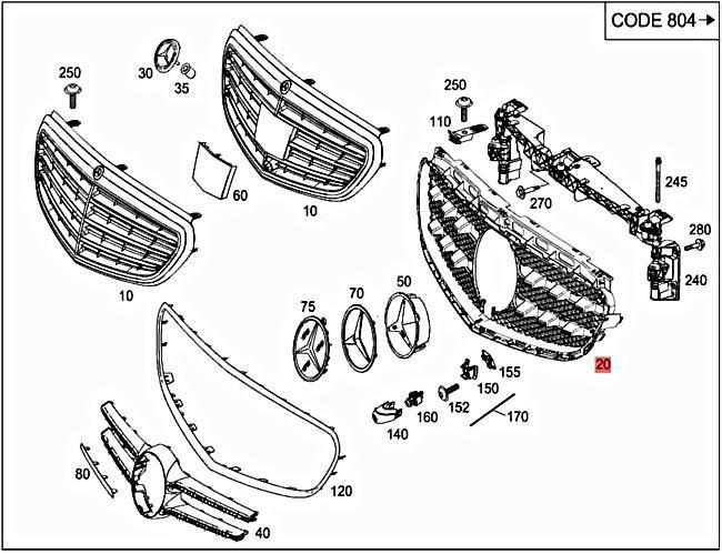 Mb1200163 Grille Fits 2014-2016 MERCEDES E250 2128851400 for sale ...