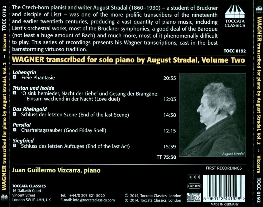WAGNER: TRANSCRIBED SOLO PIANO BY AUGUST STRADEL, VOL. 2 NEW CD ...