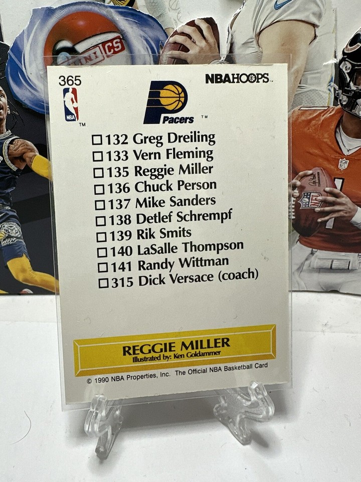 1990 NBA Hoops 365 Reggie Miller Indiana Pacers Checklist HOF Ken ...