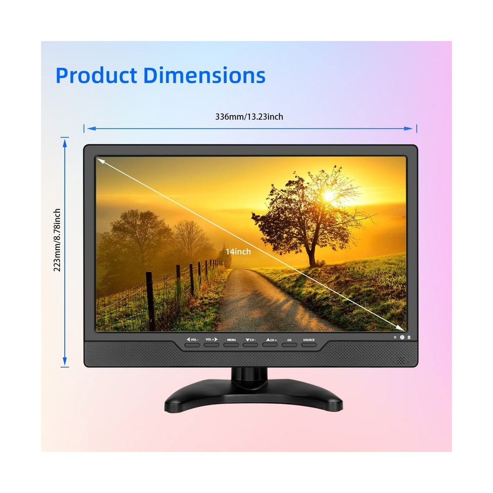 ZOSHING 13.3 inch Small TV,Portable tv with Antenna,ATSC Digital TV ...