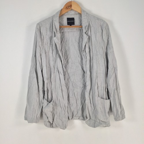 Decjuba womens blazer jacket size 10 grey long sleeve viscose solid ...