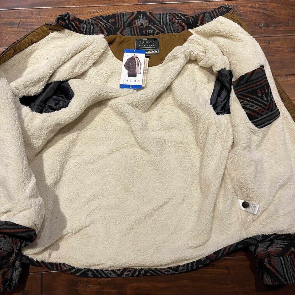 NEW Men’s Wool Blend Lg Jacket JACHS New York Sherpa Lined Aztec Print ...