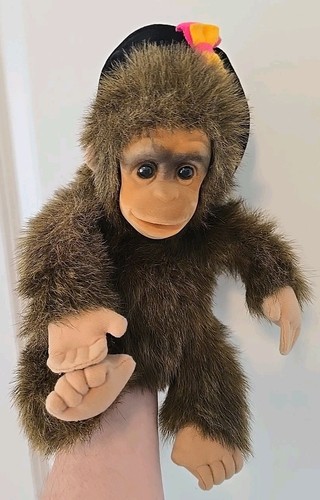 Vintage Hosung Chimpanzee Monkey Plush Hand Puppet Flocked Face ...