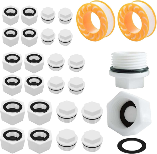 24Pcs Plastic Plug Cap Water Pipe Hex Thread Plugs Set, 1’’ 1/2’’ 3/4 ...