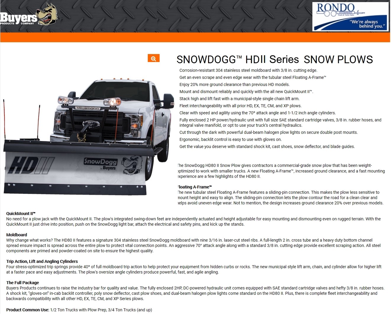 Snow plow SnowDogg HD80 series GEN II 8' commercial snow plow 96" wide ...