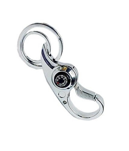 Metal Double Keyring Hook Magnetic Compass Keychain (Silver Color ...